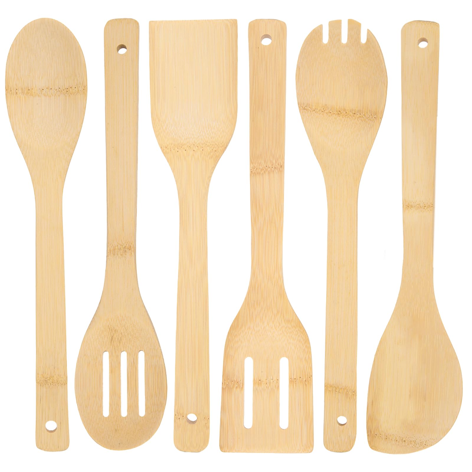 HAKSEN 6PCS Bamboo Kitchen Utensils, Bamboo Spatula Spoons Bamboo Cooking Utensils Set for Home Kitchen Housewarming Holiday Gift