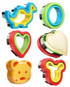 sliafwh sandwich cutter and sealer for lunch - 5 pcs uncrustable maker for lunchbox and bento box - cookie cutters for boys girls