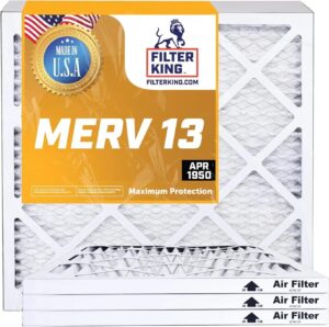 filter king 17.5x17.5x1 air filter | 4-pack | merv 13 hvac pleated a/c furnace filters | made in usa | actual size: 17.5 x 17.5 x .75"