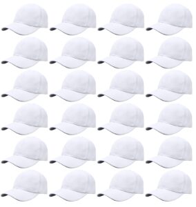 falari 24 pack unisex baseball cap bulk wholesale plain blank hat adjustable size white