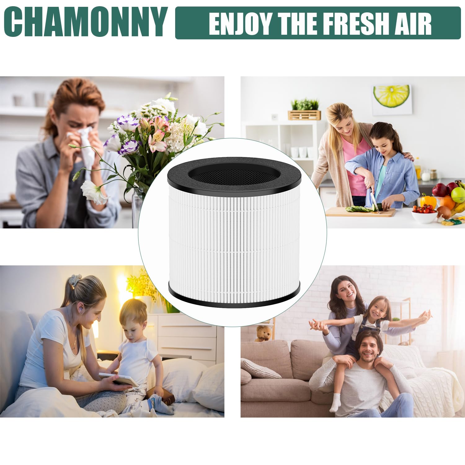 CHAMONNY Cayman 608/320 Filter Replcement, Compatible with Okaysou(Oksou) Cayman 608/320 Air Purifier, 3-in-1 H13 True HEPA Filter and Activated Carbon Filter, 2 Pack