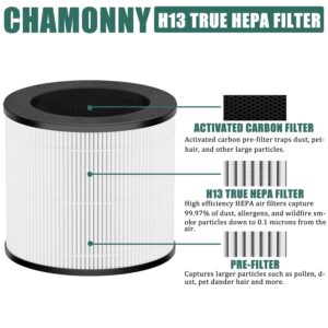 CHAMONNY Cayman 608/320 Filter Replcement, Compatible with Okaysou(Oksou) Cayman 608/320 Air Purifier, 3-in-1 H13 True HEPA Filter and Activated Carbon Filter, 2 Pack