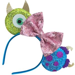 bolonar monsters mouse ears headband for women sequin mouse ears headband halloween headbands mouse ears for adult (pink)