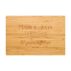 anniversary cutting board, 25th anniversary gift 50th anniversary gift 40th anniversary cutting board gift for parents (10x15 inch rectangle, anniversary 2, bamboo)