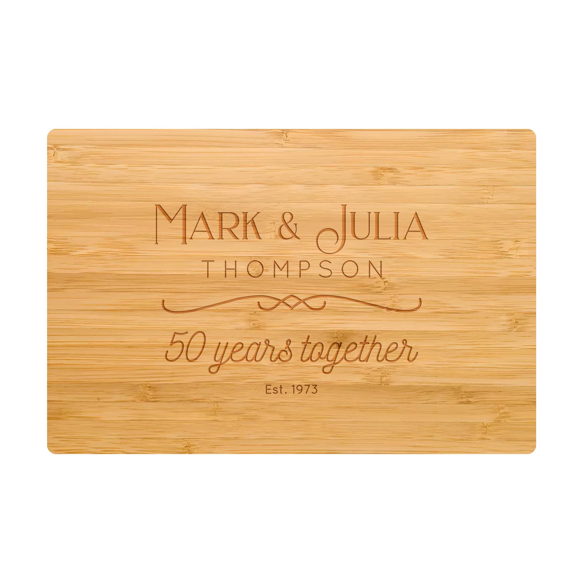 Anniversary Cutting Board, 25th Anniversary Gift 50th Anniversary Gift 40th Anniversary cutting board gift for Parents (10x15 Inch Rectangle, Anniversary 2, Bamboo)