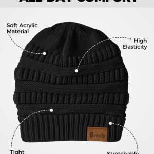 Black Slouchy Beanies for Women Cable Knit Winter Hats Ladies Gifts Oversized Chunky Skull Cap Thick Warm Stocking Caps for Cold Weather Cute Fashionable Spring Fall Beanies Hat Snow Caps Christmas