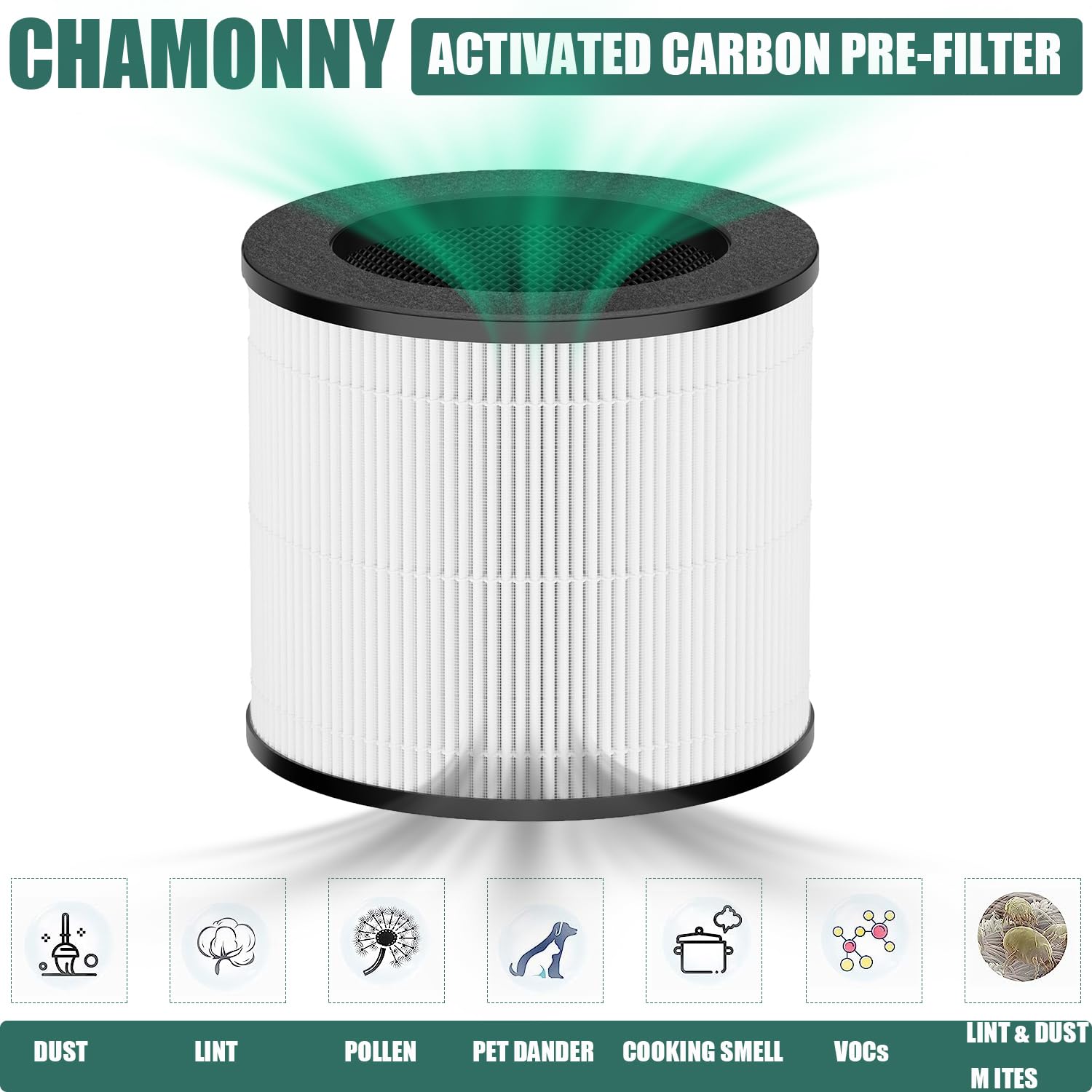 CHAMONNY Cayman 608/320 Filter Replcement, Compatible with Okaysou(Oksou) Cayman 608/320 Air Purifier, 3-in-1 H13 True HEPA Filter and Activated Carbon Filter, 2 Pack