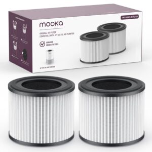 2 pack mooka ap-s0610l air purifier filter, 3-in-1 true hepa filter, high-efficiency activated carbon air filter for smoke, odor, dander, pollen