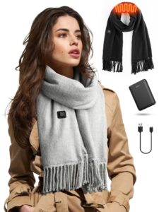 eventek heated scarf for men/women with 5500mah battery, 3 temperature settings battery operated heater for winter