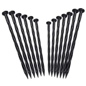 darcvds 25pcs 8 inch plastic landscape anchoring spikes, garden spiral landscape spikes for weed barrier, paver edging, artificial turf, grass pathways etc.