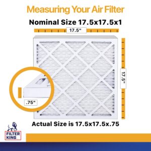 Filter King 17.5x17.5x1 Air Filter | 4-PACK | MERV 13 HVAC Pleated A/C Furnace Filters | MADE IN USA | Actual Size: 17.5 x 17.5 x .75"