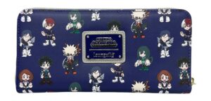 loungefly my hero academia allover print mha zip around wallet