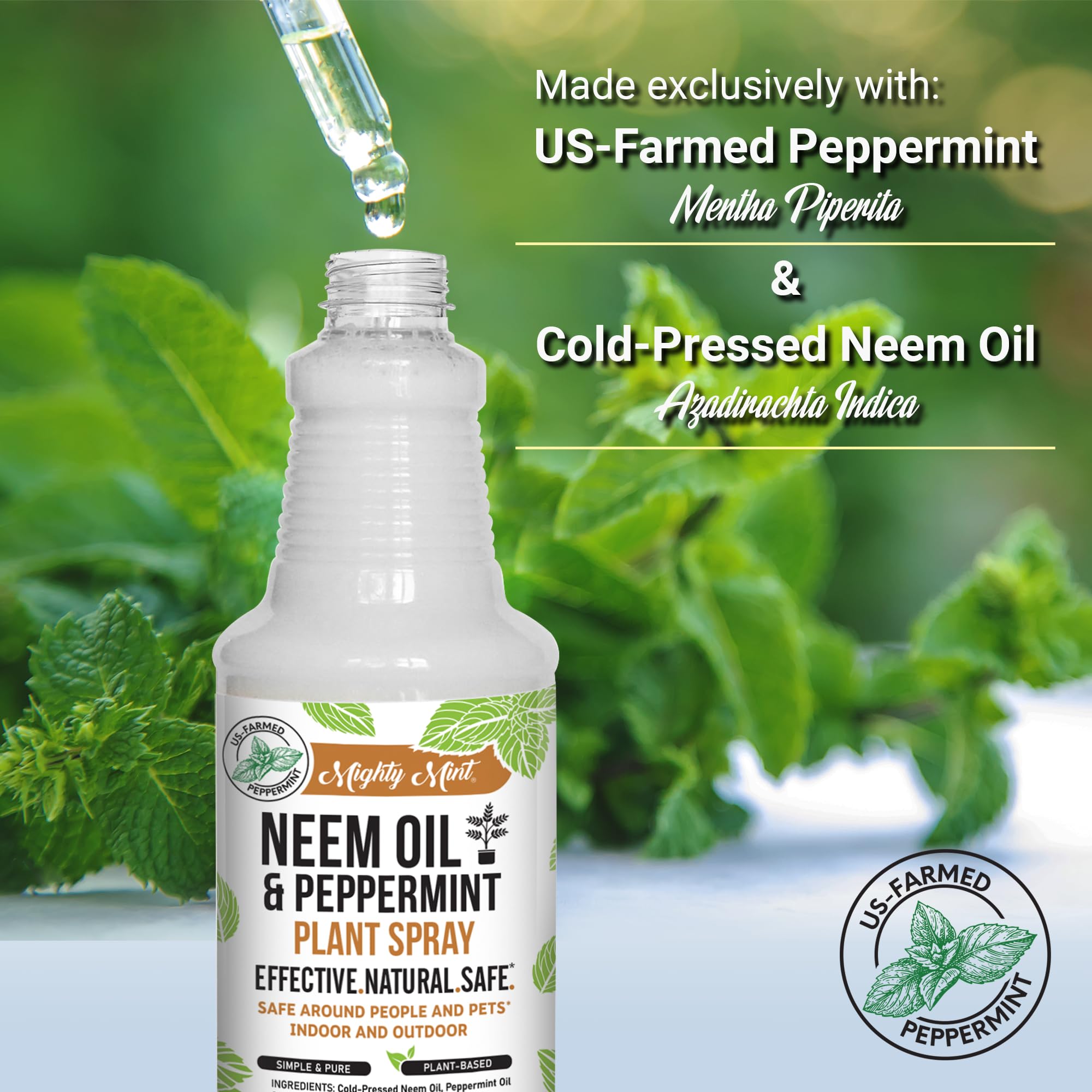 Mighty Mint Neem Oil & Peppermint Cold-Pressed, Natural Plant Spray, 16oz