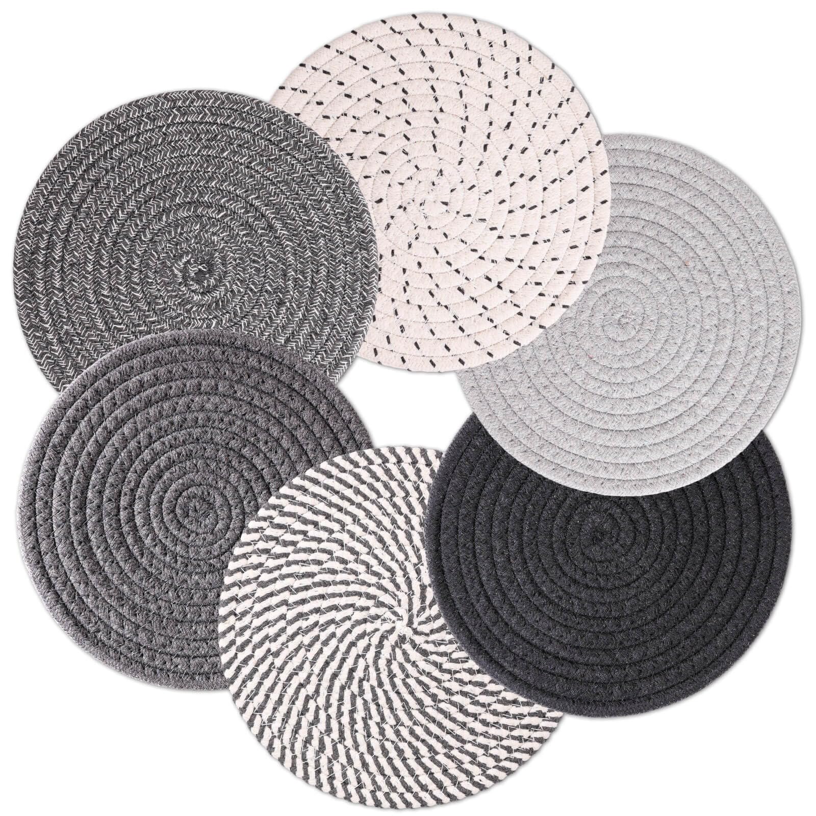 Billbotk 8" Trivets for Hot Dishes, Hot pots and Pans, 6 Heat Resistant Hot Pads, Pot Holders for Kitchen, Hot Plate Mats for Kitchen Countertops, Table, Home Essentials, Farmhouse Decor