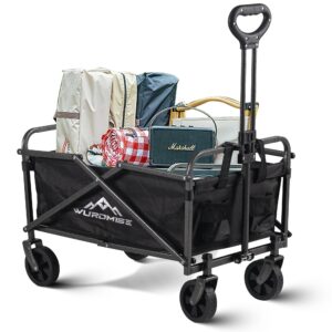 wuromise beach wagon - wagon cart with wheels foldable, heavy duty garden cart with swivel wheels, large capacity, and adjustable handle