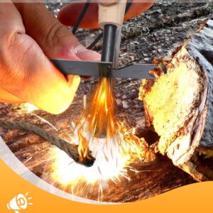 Fire Starter Survival Tool, Fire Starter Kit Includes Magnesium Rod, Steel Striker, 2 Pcs Wick Hemp Rope and Multifunctional Outdoor Bag, Fire Starters for Campfires Hiking Survival Training Gift