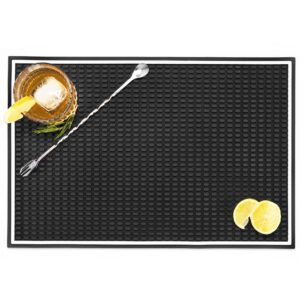 kitessensu heavy duty bar mat - durable rubber bar mat for countertop & home bar - large size bar drink mat for bartending, glass drying & spill proof - 18" x 12" x 0.4"