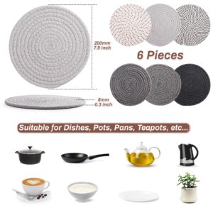 Billbotk 8" Trivets for Hot Dishes, Hot pots and Pans, 6 Heat Resistant Hot Pads, Pot Holders for Kitchen, Hot Plate Mats for Kitchen Countertops, Table, Home Essentials, Farmhouse Decor