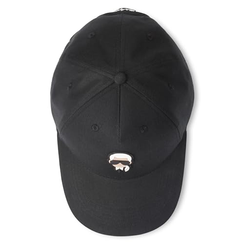 Karl Lagerfeld Paris Women's Tape Brim Karl Character Head Logo Cap, Black_logotape