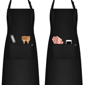 KOMBOH Pack of 2 Apron, 100% Waterproof Professional Apron, Light Weight - Heavy Duty Breathable, Large Straps and Large Pockets, Printable Apron.