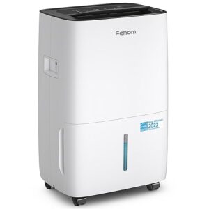 fehom 80 pints dehumidifier most efficient energy star - 5,000 sq. ft. dehumidifier for basement with drain hose and 1.06 gal water tank, smart dehumidifiers for home, large rooms(jd025l-80)