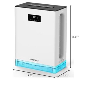 BIZEWO Dehumidifier for Home, Queit Dehumidifiers for Basement, Bathroom, Bedroom with 101 oz Water Tank, Large Room Dehumidifier with 2 Working Mode, Auto Shut Off, 7 Colors LED Light