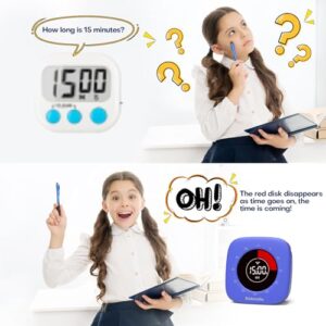 Visual Timer for Kids, Rechargeable 60-Minute Countdown Timer with 4 Alarm Modes, Silent Operation Pomodoro Timer for Classroom Kitchen Office, Autism and ADHD Tools for Kids and Adults, Navy Blue