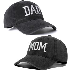 mom and dad hats set of 2 pcs embroidered adjustable baseball caps gift for parents couples classic mom dad gifts hat