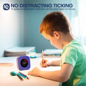 Visual Timer for Kids, Rechargeable 60-Minute Countdown Timer with 4 Alarm Modes, Silent Operation Pomodoro Timer for Classroom Kitchen Office, Autism and ADHD Tools for Kids and Adults, Navy Blue