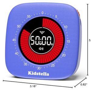 Visual Timer for Kids, Rechargeable 60-Minute Countdown Timer with 4 Alarm Modes, Silent Operation Pomodoro Timer for Classroom Kitchen Office, Autism and ADHD Tools for Kids and Adults, Navy Blue