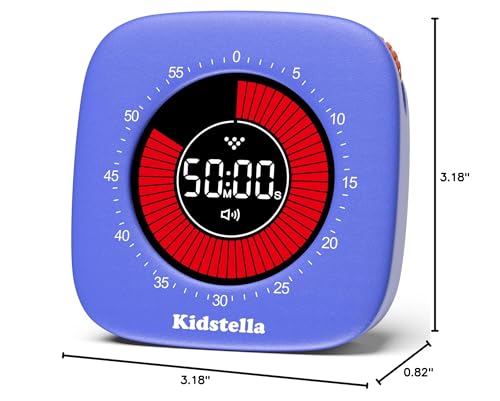 Visual Timer for Kids, Rechargeable 60-Minute Countdown Timer with 4 Alarm Modes, Silent Operation Pomodoro Timer for Classroom Kitchen Office, Autism and ADHD Tools for Kids and Adults, Navy Blue