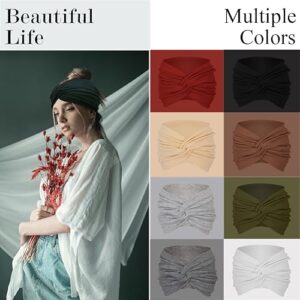 Sefiinh Extra Wide Headbands For Women 7'' Large Headband Twist Head Bands Women's Hair Band Stretchy Turban Styling Accessories 8 Pack