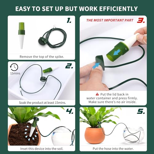 BYDOLL Plant Self-Watering Stakes Automatic Plant Watering Spikes for Indoor or Outdoor Plants,Houseplant Insert Watering Devices for Vacation Garden use,Drip Irrigation System for Plant（5 Pack)