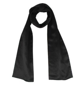 andantino 100% silk scarf for women 59”*6.3” long shawls for headscarf and neck- oblong hair wraps with gift packed (solid color-black)