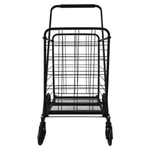 serenelife collapsible utility cart, portable foldable shopping and laundry wagon with heavy-duty easy glide wheels and soft foam covered handle, transport jumbo loads and heavy items