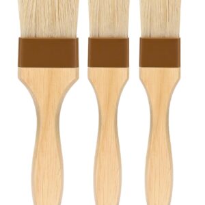 Pastry brush,Basting brush for Cooking,Natural Bristle BBQ Brush for Oil & Sauce,Wooden Handle Food Brush for Baking,Easy Clean Butter Brush,Durable Kitchen Culinary Utensil (1", 1 1/2 Inch,3 Pack)