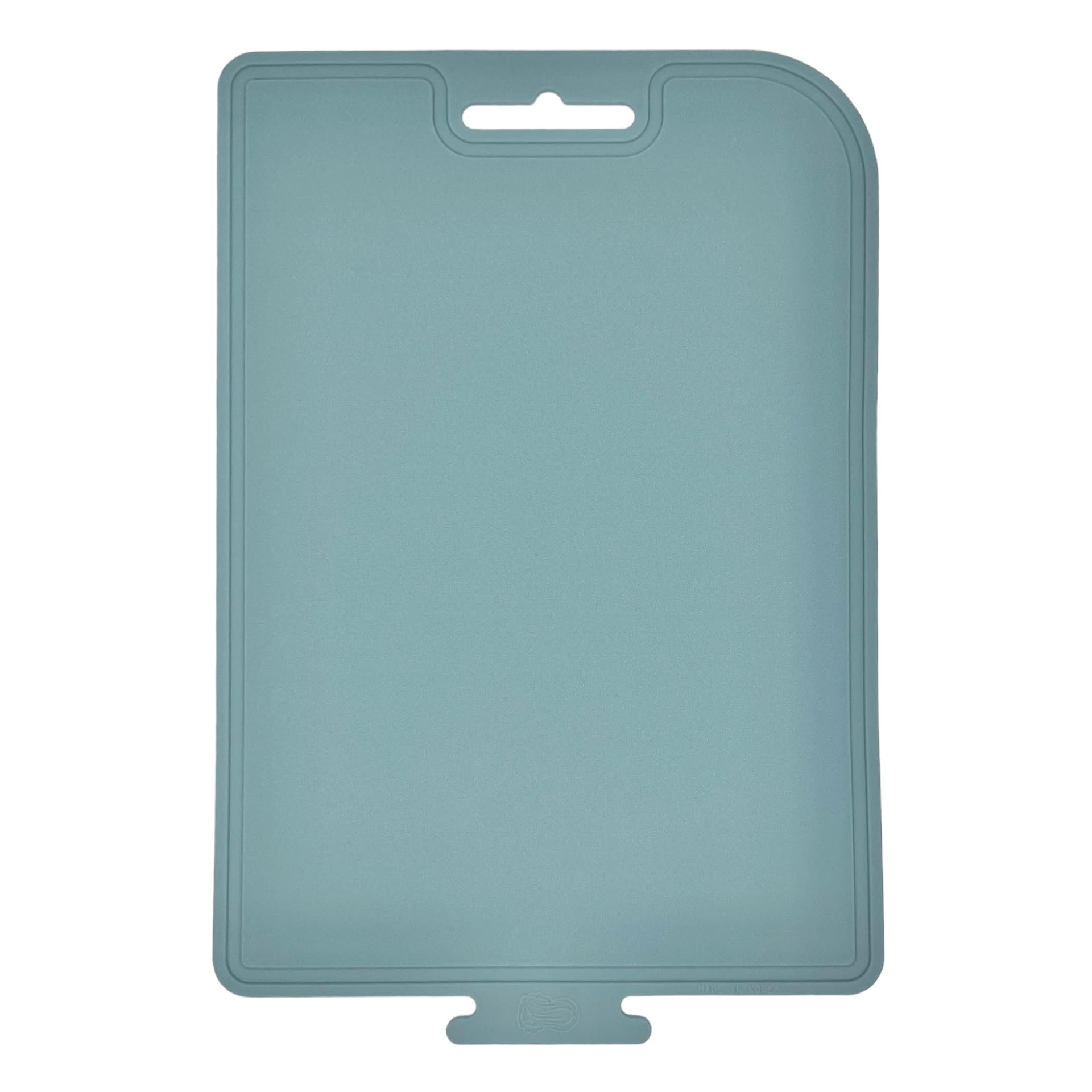 cozymomdeco Korean Made Thick Silicone Double-Sided Usable Cutting Board 14.3" x 9.7" Foldable Design Drip Groove Grip Handle Dishwasher Safe 1PCS (Mint)