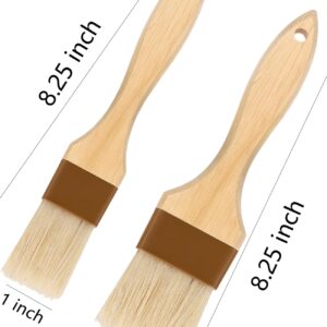 Pastry brush,Basting brush for Cooking,Natural Bristle BBQ Brush for Oil & Sauce,Wooden Handle Food Brush for Baking,Easy Clean Butter Brush,Durable Kitchen Culinary Utensil (1", 1 1/2 Inch,3 Pack)