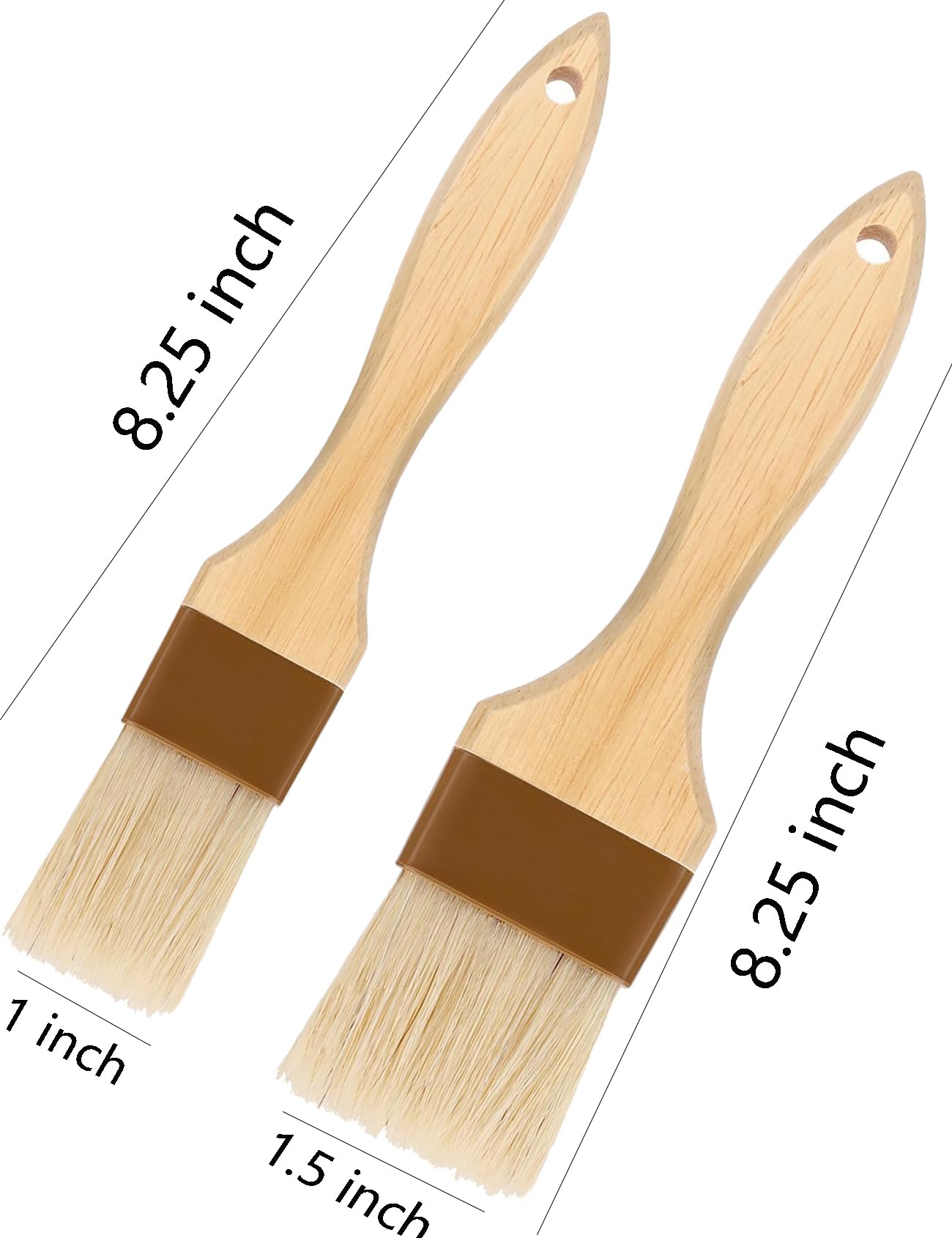 Pastry brush,Basting brush for Cooking,Natural Bristle BBQ Brush for Oil & Sauce,Wooden Handle Food Brush for Baking,Easy Clean Butter Brush,Durable Kitchen Culinary Utensil (1", 1 1/2 Inch,3 Pack)