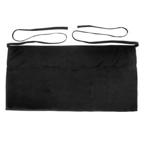 Xeoxarel Server Aprons with 4 Pockets, Unisex Waitress Waiter Waist Apron for Women and Man Half Black 11.5''