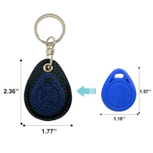 KRSURERICHER Leather Key Fob Holder, Access Card Key Chains RFID Protector, NFC Smart Key tag Case Keychain for Broken Key