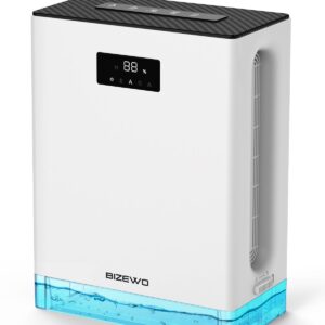 BIZEWO Dehumidifier for Home, Queit Dehumidifiers for Basement, Bathroom, Bedroom with 101 oz Water Tank, Large Room Dehumidifier with 2 Working Mode, Auto Shut Off, 7 Colors LED Light