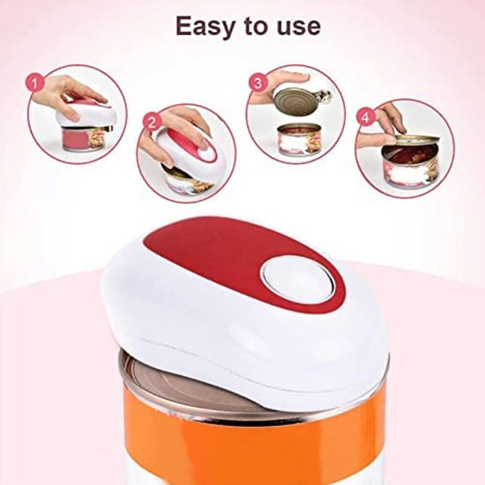 Electric can opener, One Touch Portable Automatic ABS Can Opener, Smooth Edge, Food-Safe and Battery Operated Can Opener Electric for Seniors and Arthritis