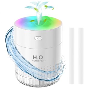 portable small humidifiers for bedroom baby, rechargeable mini cool mist plant humidifier for plants, quiet desktop humidifier with 2 working modes & colorful night light for travel, office, bedroom