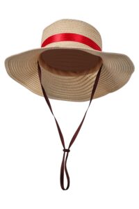 monkey straw hat costume anime cosplay sun beach hats with string pirate hat halloween dress up props (us, alpha, one size, straw hat)