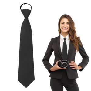 luckyvestir ties for women, school ties for girls kids, adjustable neck tie, black pre-tied zipper tie for uniforms weddings graduation