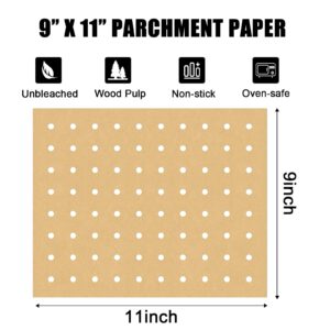 GOAUS Parchment Paper Sheets 9x11 Inch, Air Fryer Toaster Oven Liners Rectangular 175 pcs, Disposable Paper Liners Rectangle Perforated Fit Cuisinart, Ninja Foodi, Breville, Gowise, Instant