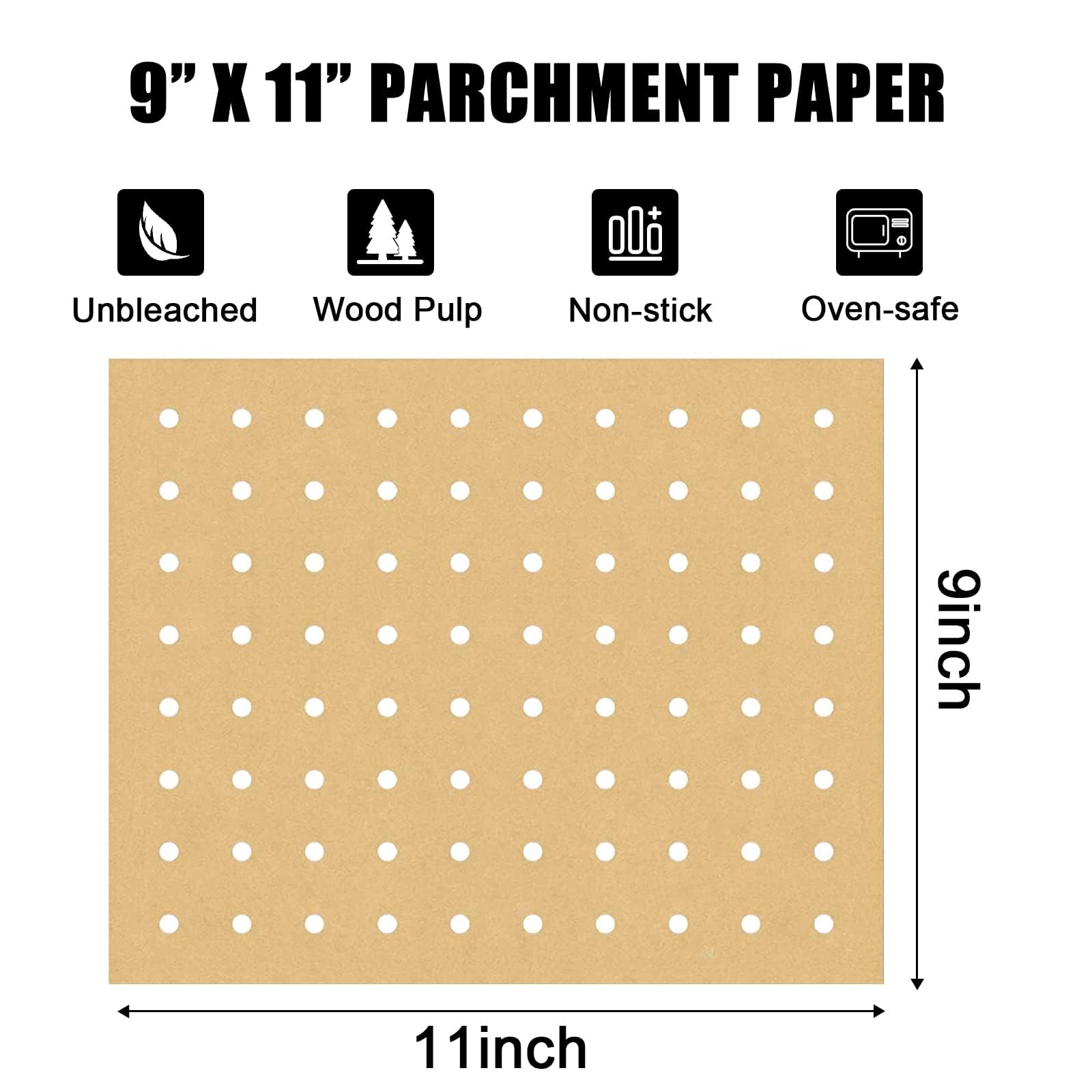 GOAUS Parchment Paper Sheets 9x11 Inch, Air Fryer Toaster Oven Liners Rectangular 175 pcs, Disposable Paper Liners Rectangle Perforated Fit Cuisinart, Ninja Foodi, Breville, Gowise, Instant