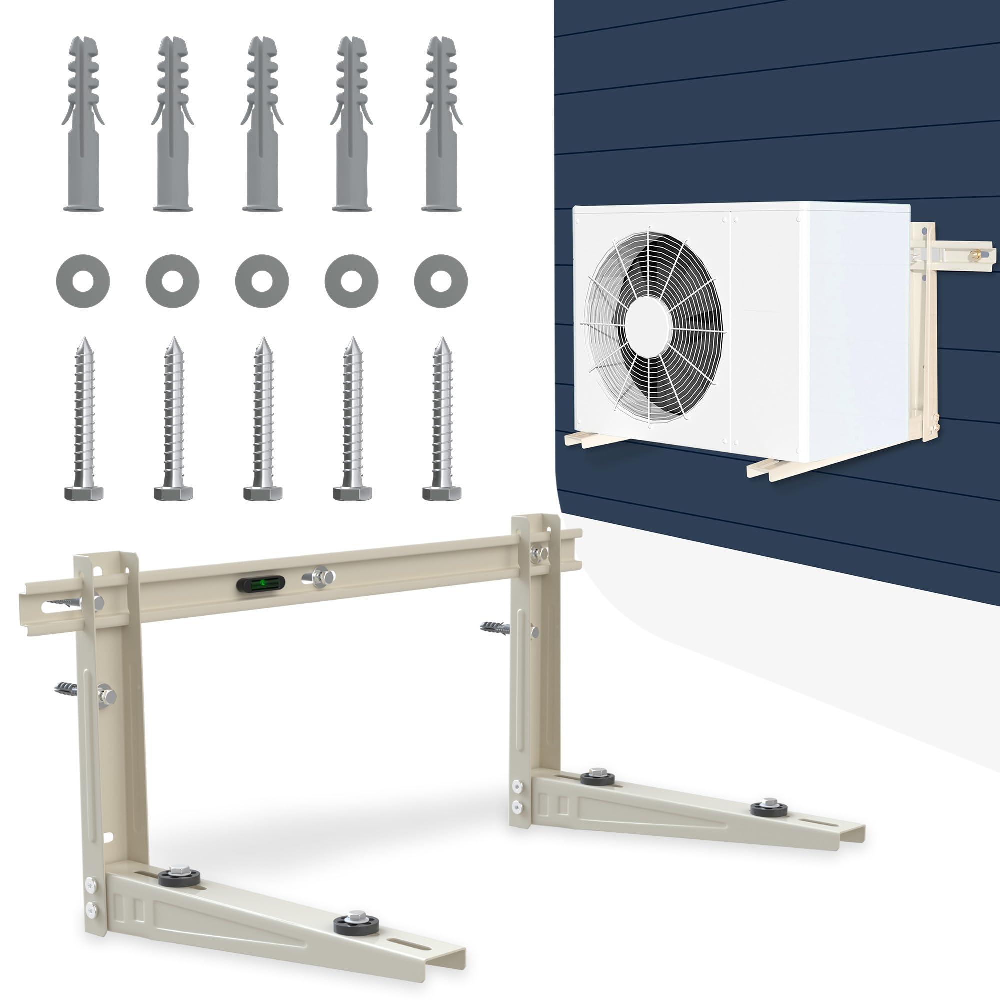 Mini Split Wall Mounting Bracket Outdoor, for 7000-12000 BTU Universal Ductless Air Conditioners, Heat Pumps, Compressors & HVAC Systems, Heavy-Duty Foldable Mini Split Bracket Max 400 Lb Capacity