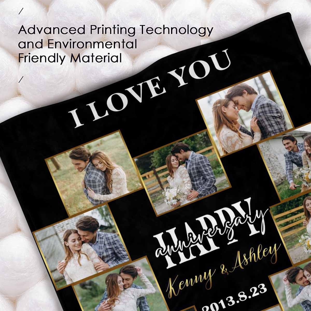 Custom Wedding Blanket for Couple Customized Love Forever with 10 Pictures Flannel Picture Blanket for Adult Husband Wife Girlfriend Boyfriend Personalized Blanket Birthday Valentine Gifts 40x50